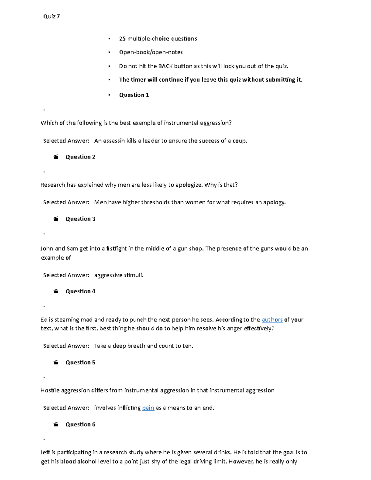 0444 - test and answers - Quiz 7 25 multiple-choice questions Open-book ...