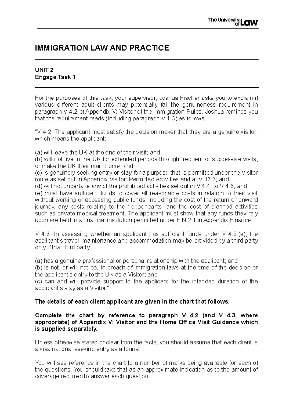 Unit 2 Task 1 - lecture - IMMIGRATION LAW AND PRACTICE UNIT 2 Engage ...