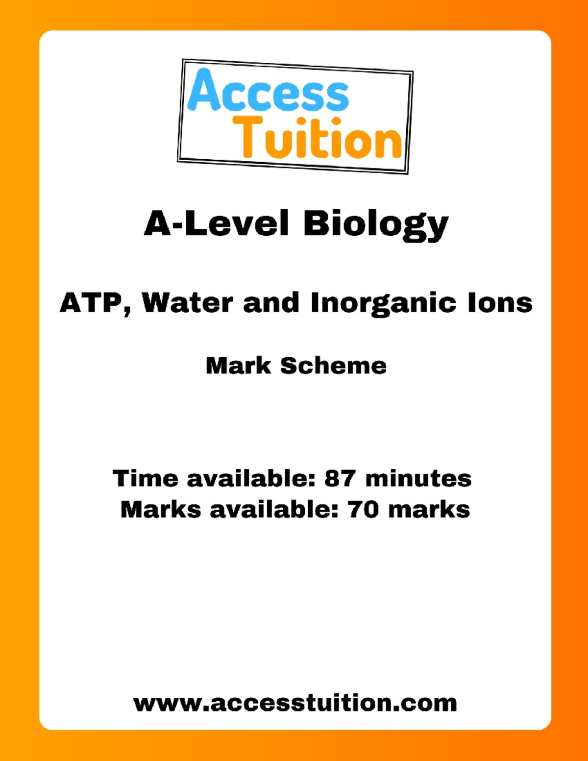ATP Water and Inorganic Ions MS - ATP, Water and Inorganic Ions Mark ...