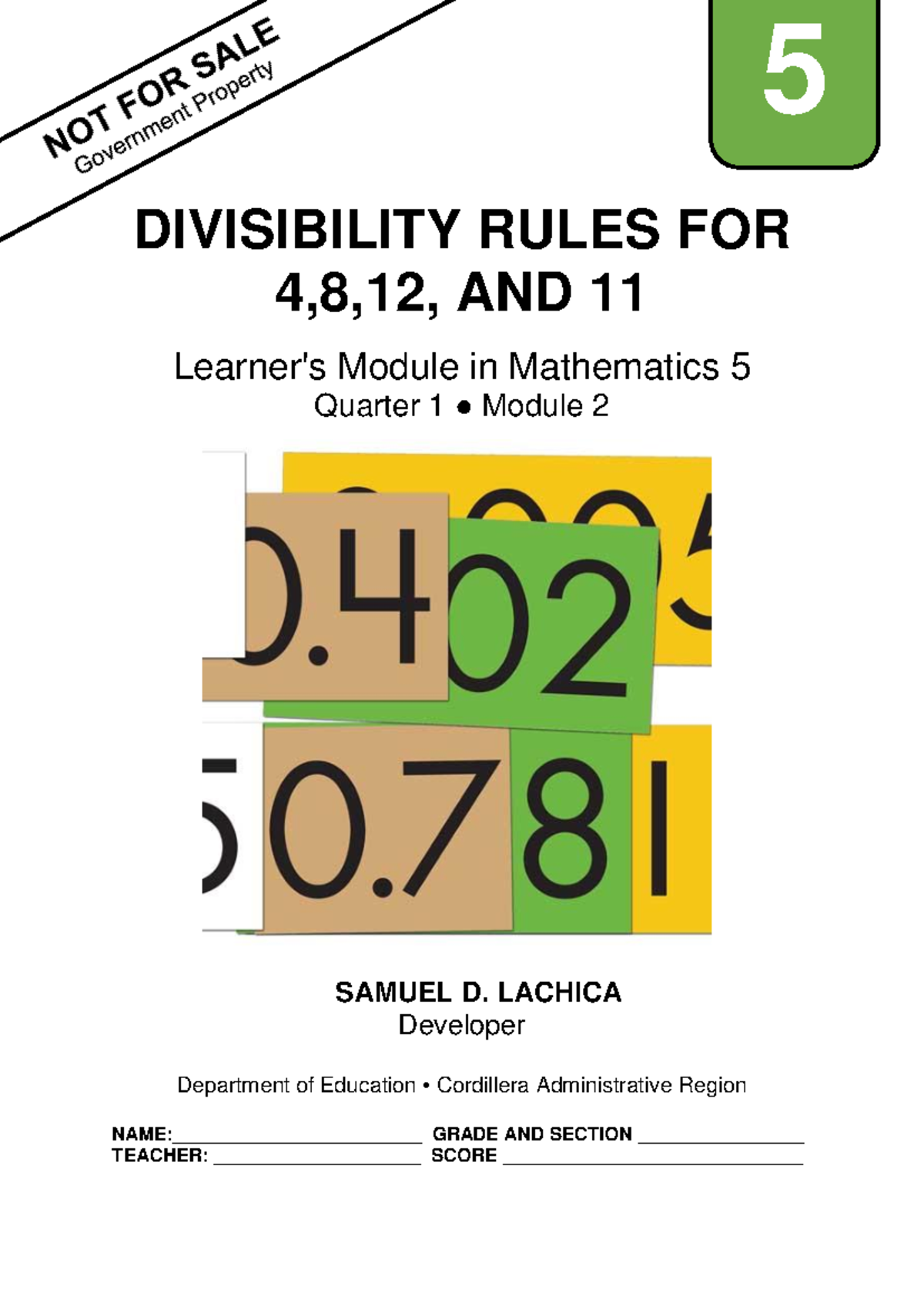 Math5 Q1 W2 Divisibility-Rules Lachica bgo - DIVISIBILITY RULES FOR 4,8,12, AND 11 Learner's ...