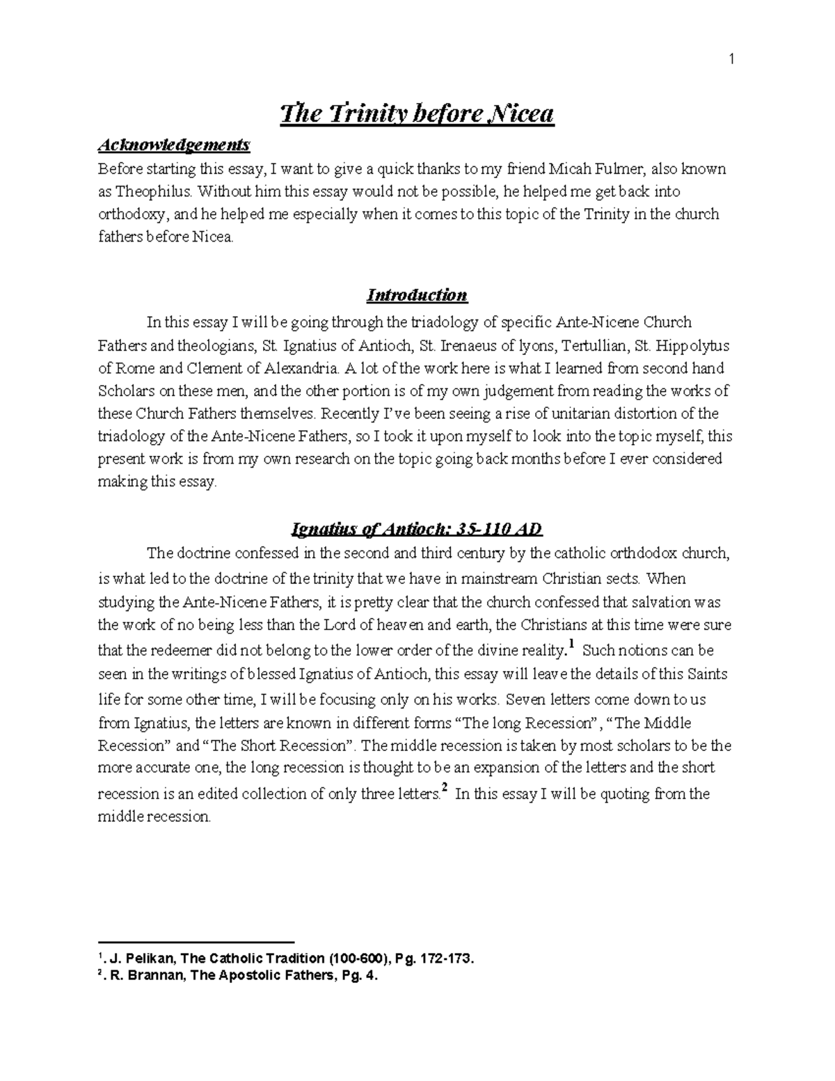 Trinity before Nicea - fwef - The Trinity before Nicea Acknowledgements ...