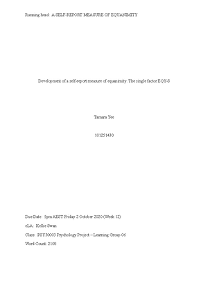 Labreport scale dev - Scale Development and Validation: Measures of Optimism Swinburne Online ...
