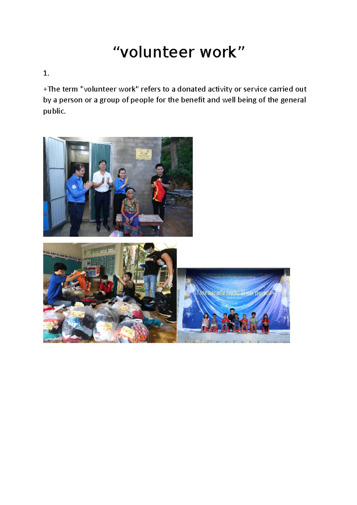 Thuyết-trình-AV - “volunteer work” 1. +The term "volunteer work" refers ...