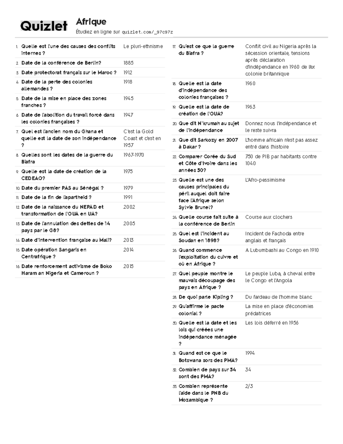Bilan géopolitique Afrique - Quelle est l'une des causes des conflits ... Bilan géopolitique Afrique - Quelle est l'une des causes des conflits ...