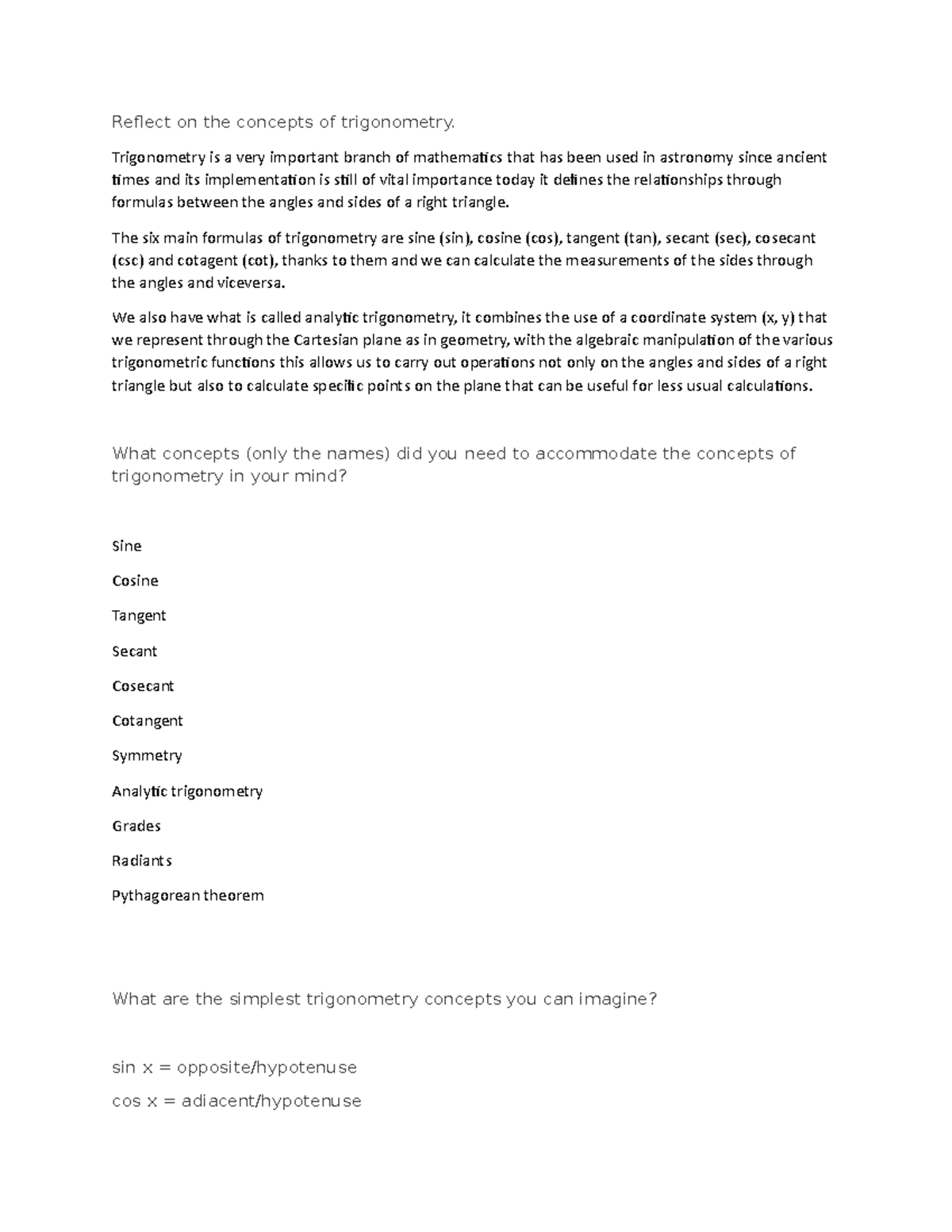 Learning journal 7 - Reflect on the concepts of trigonometry ...
