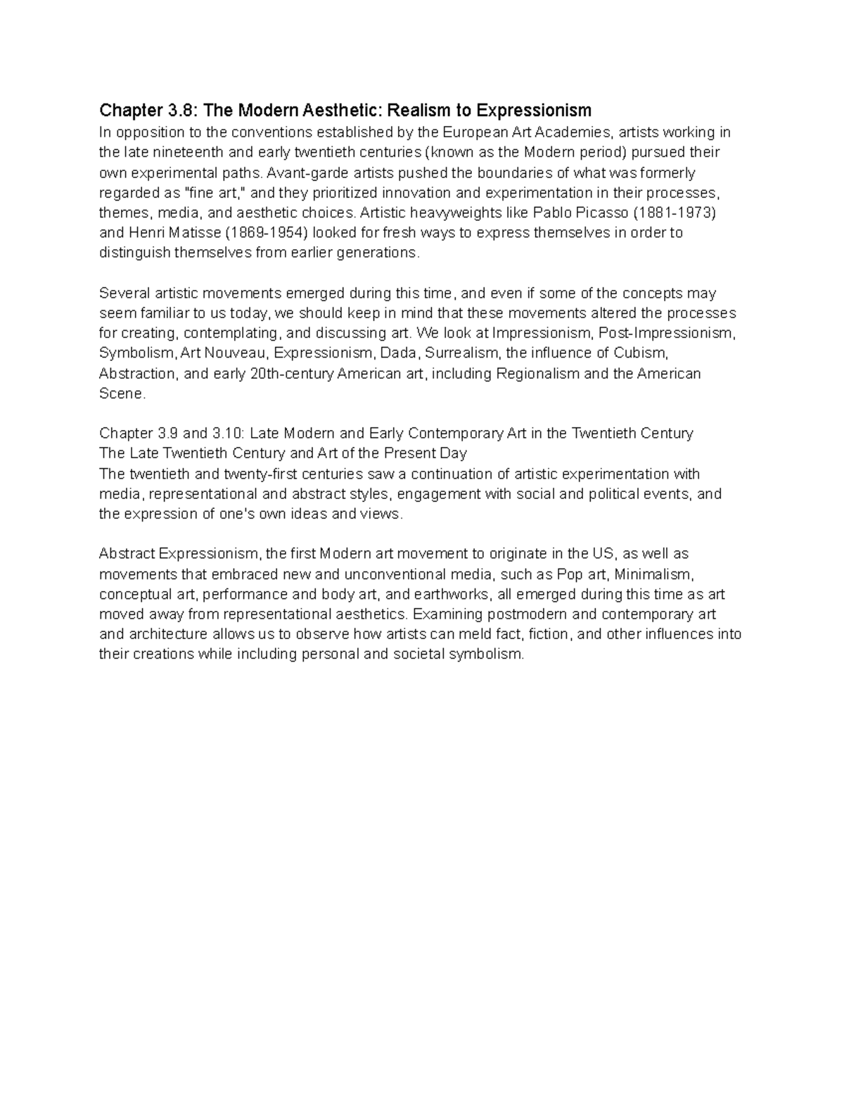 Module 5 Chap. 3.8, 3.9 and 3.10 Summaries - Chapter 3: The Modern ...