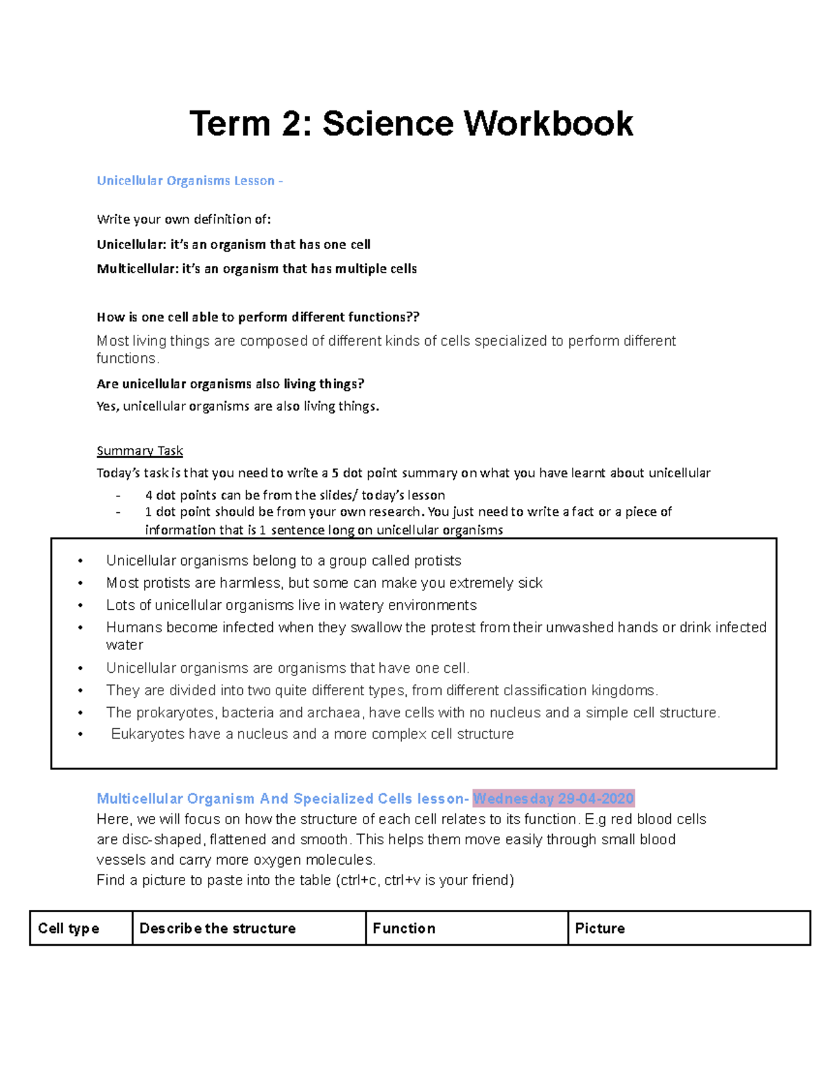 Science Workbook - year 11 study notes - Term 2: Science Workbook ...