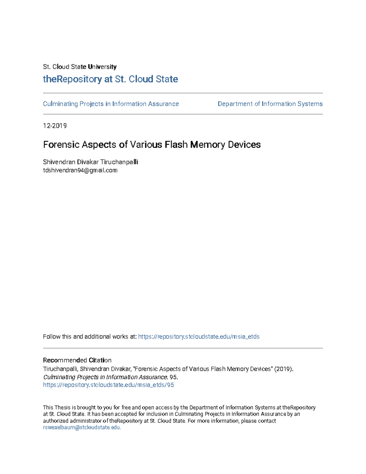 Forensic Aspects of Various Flash Memory Devices - St. Cloud State ...