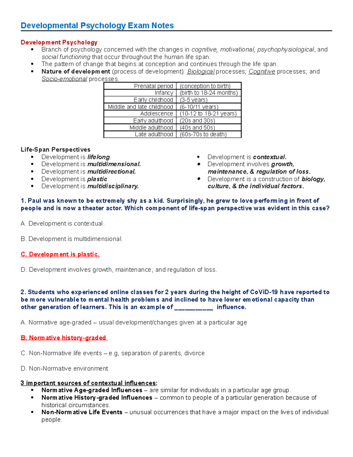 Developmental Psychology Exam Notes - Developmental Psychology Exam ...