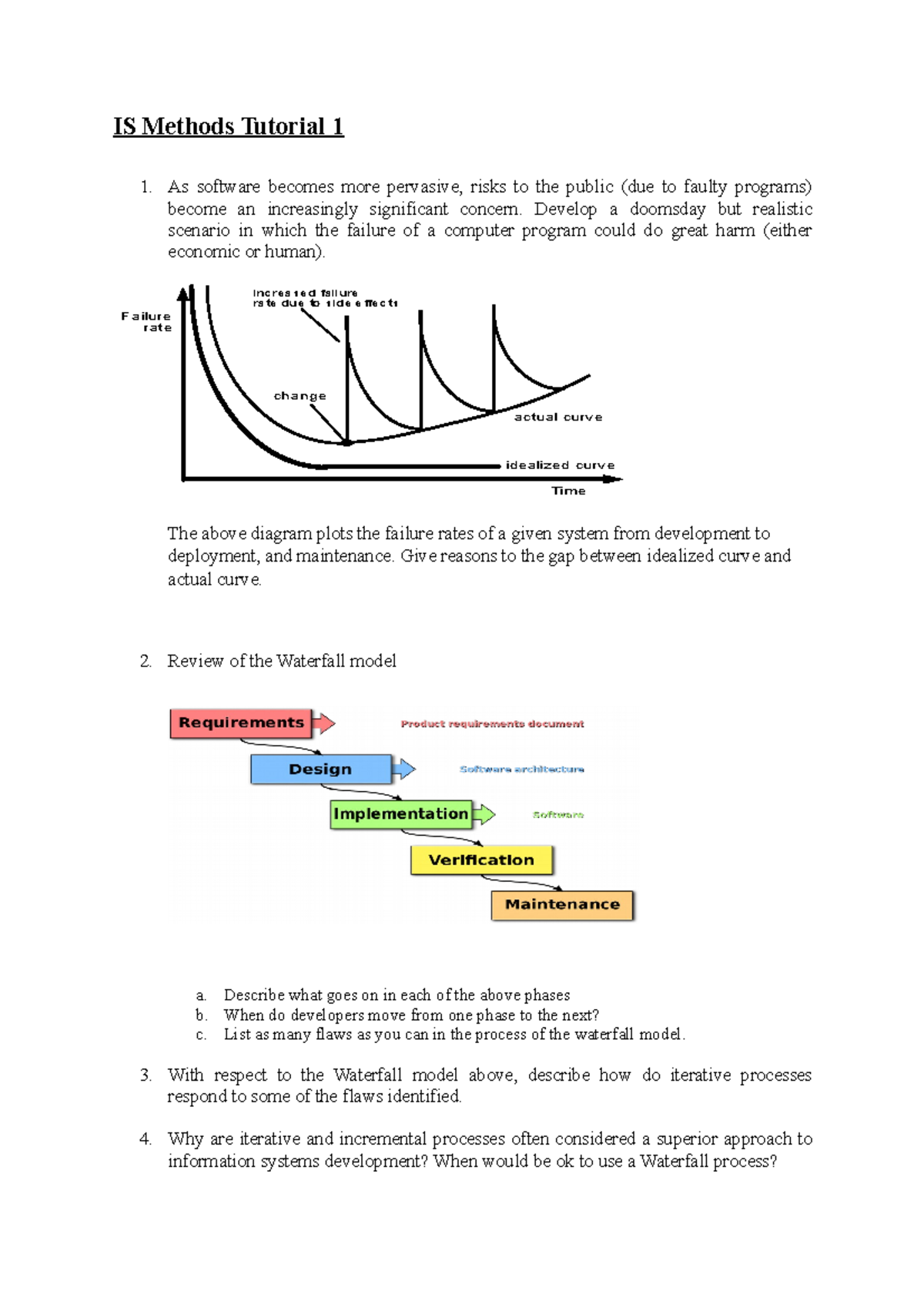 Isdm tutorial exercise 1 - IS Methods Tutorial 1 1. As software becomes ...