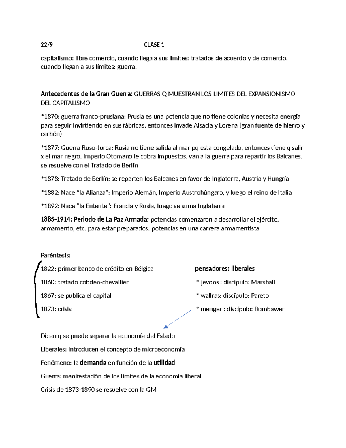 Resumen Historia Clases - 22/9 CLASE 1 capitalismo: libre comercio ...
