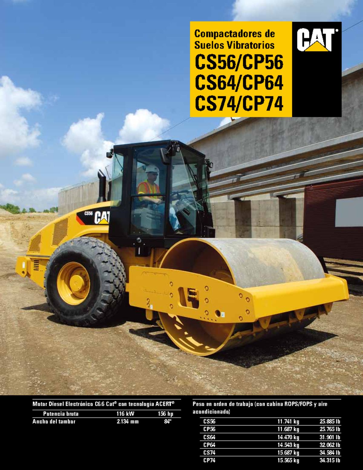Rodillo Sobre Llantas CS56 Caterpillar - Compactadores de Suelos ...