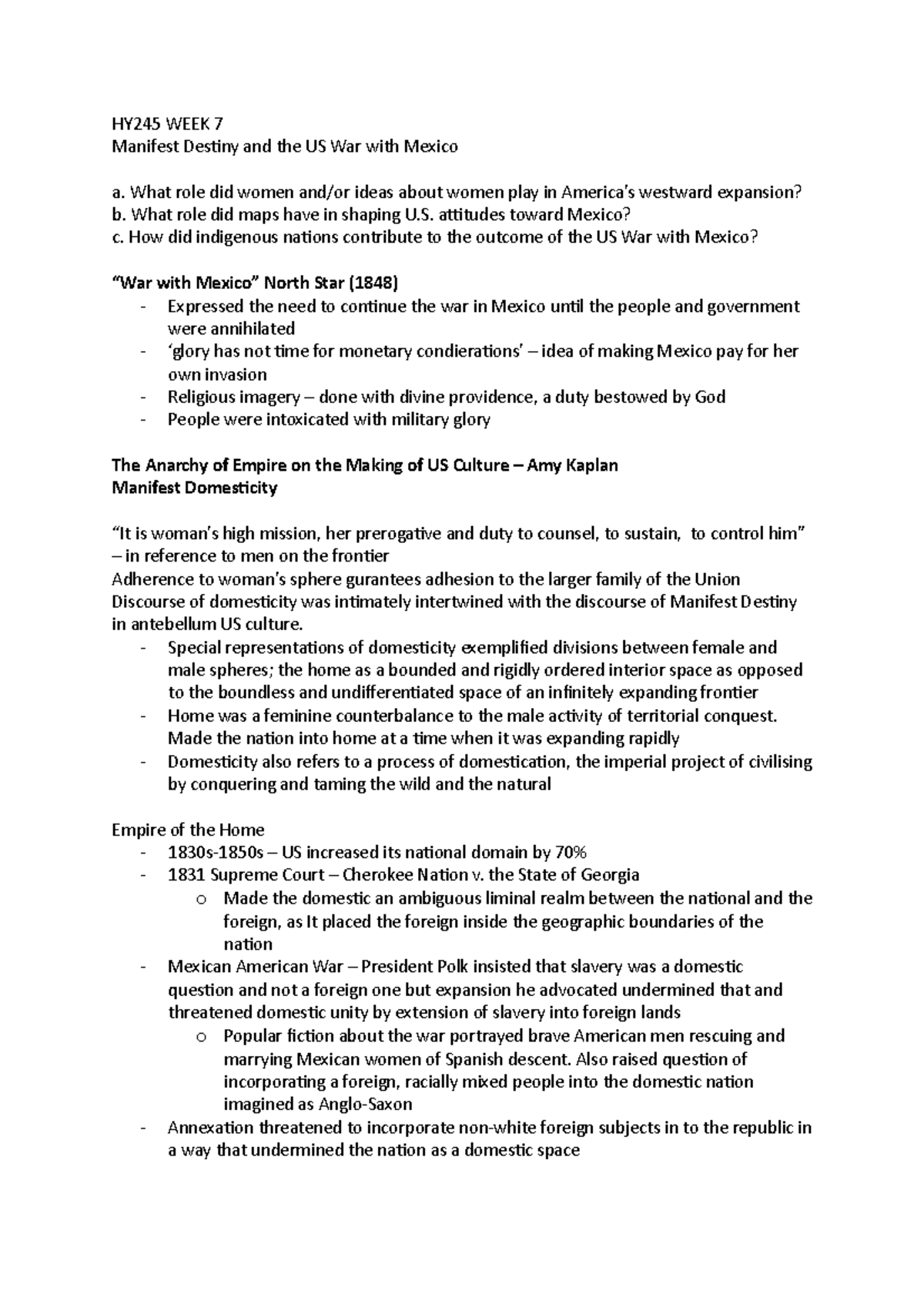7. War with Mexico and Manifest Destiny - HY245 WEEK 7 Manifest Destiny ...