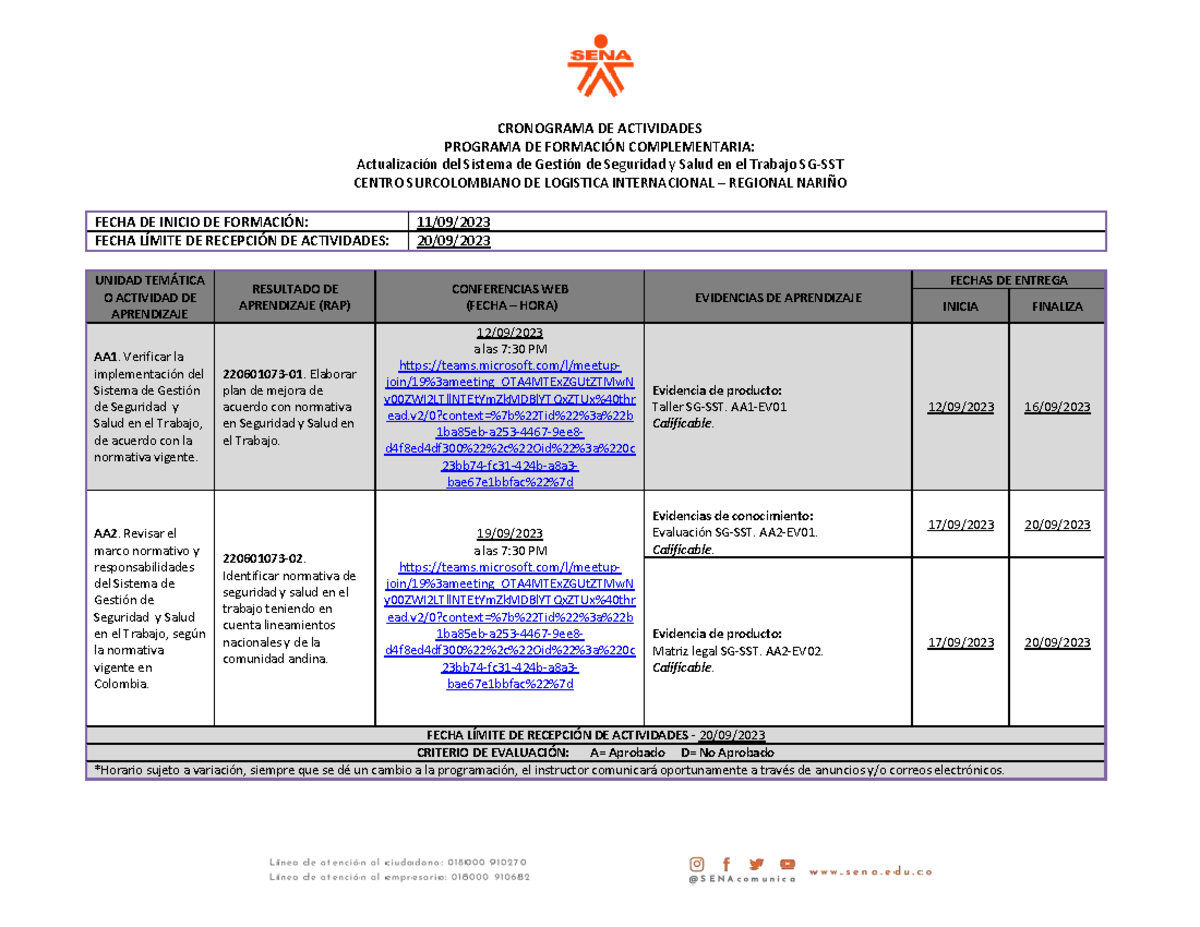 Cronograman Actividadesn 2023 1464ff509754 f14 - CRONOGRAMA DE ACTIVIDADES PROGRAMA DE FORMACI”N ...