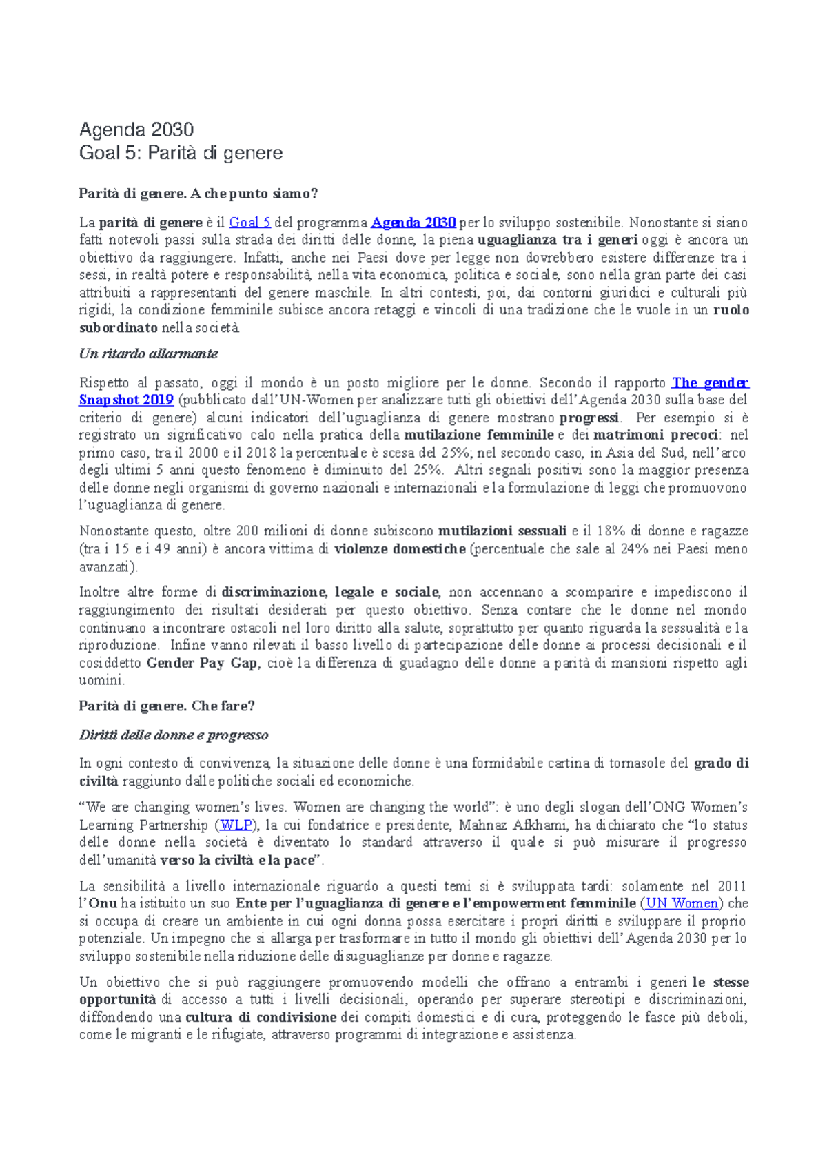 Agenda 2030 - Preparazione d'esame d'inglese per simultanea. - Agenda ...