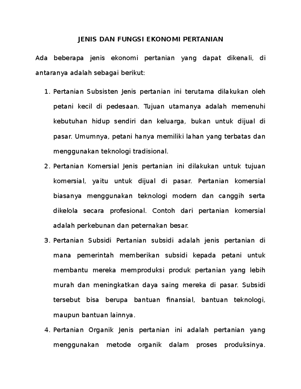 Jenis dan Fungsi Ekonomi Pertanian - JENIS DAN FUNGSI EKONOMI PERTANIAN ...