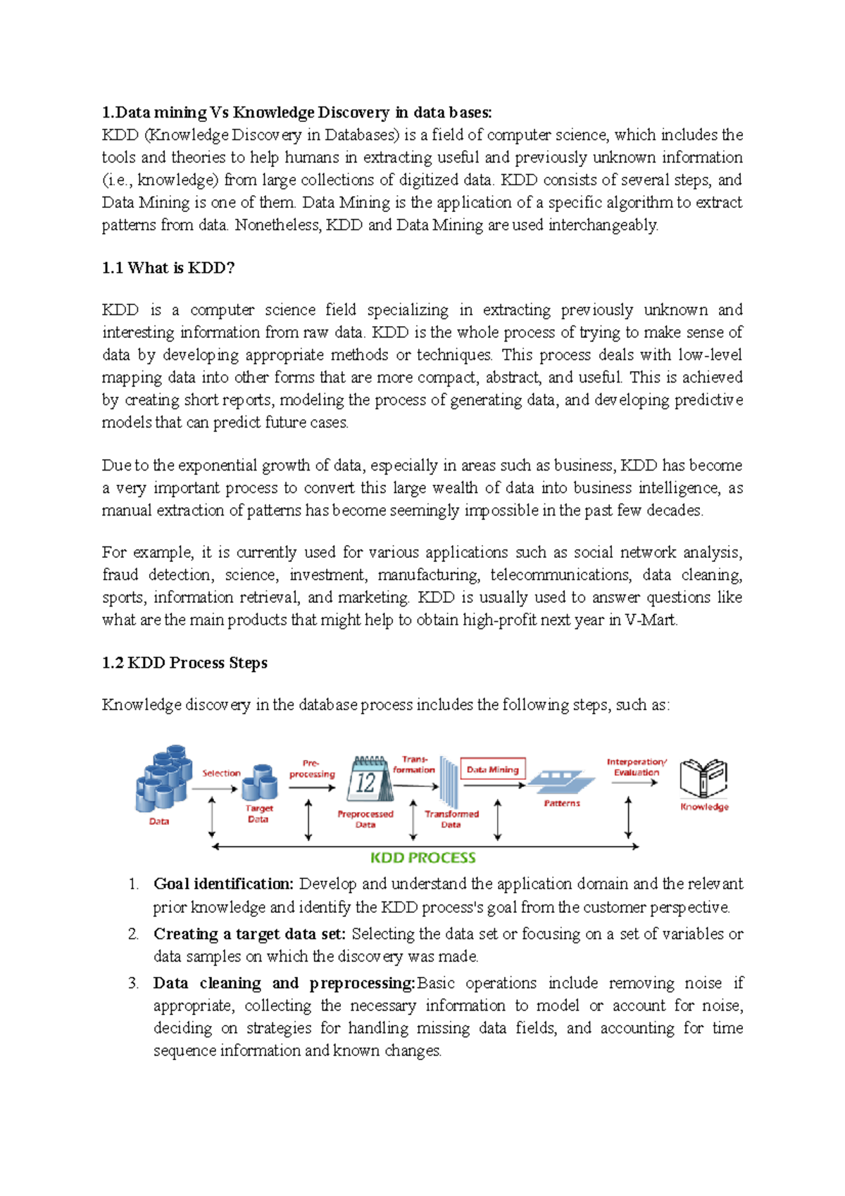 Data mining notes Unit-1 - 1 mining Vs Knowledge Discovery in data ...