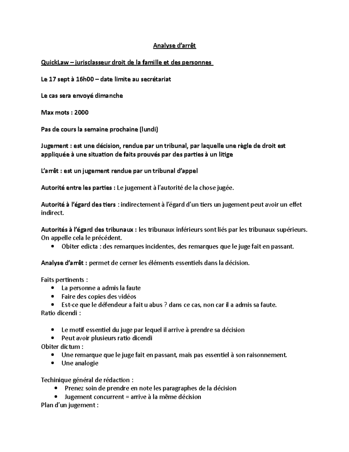 Analyse d'arrêt - Notes - Analyse d’arrêt QuickLaw – jurisclasseur ...