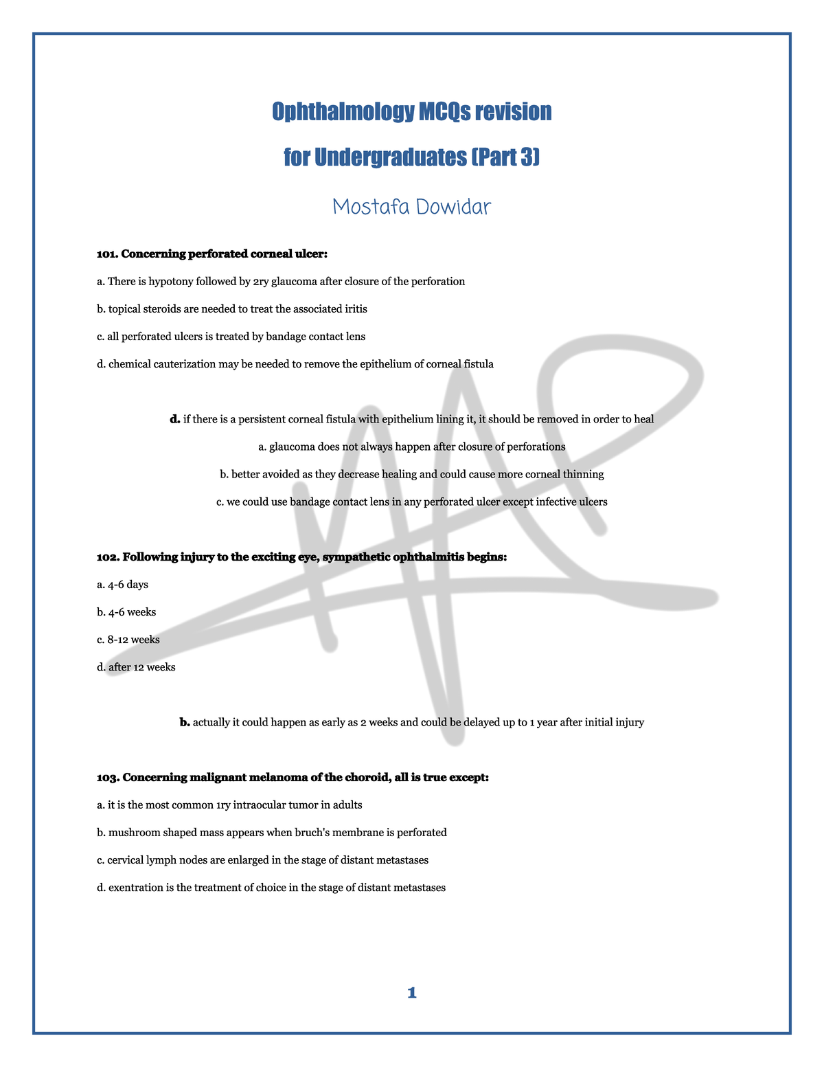 Ophth final revision notes 3 final - 2 SKWKDOPRORJ\ 0 & 4 V UHYLVLRQ ...