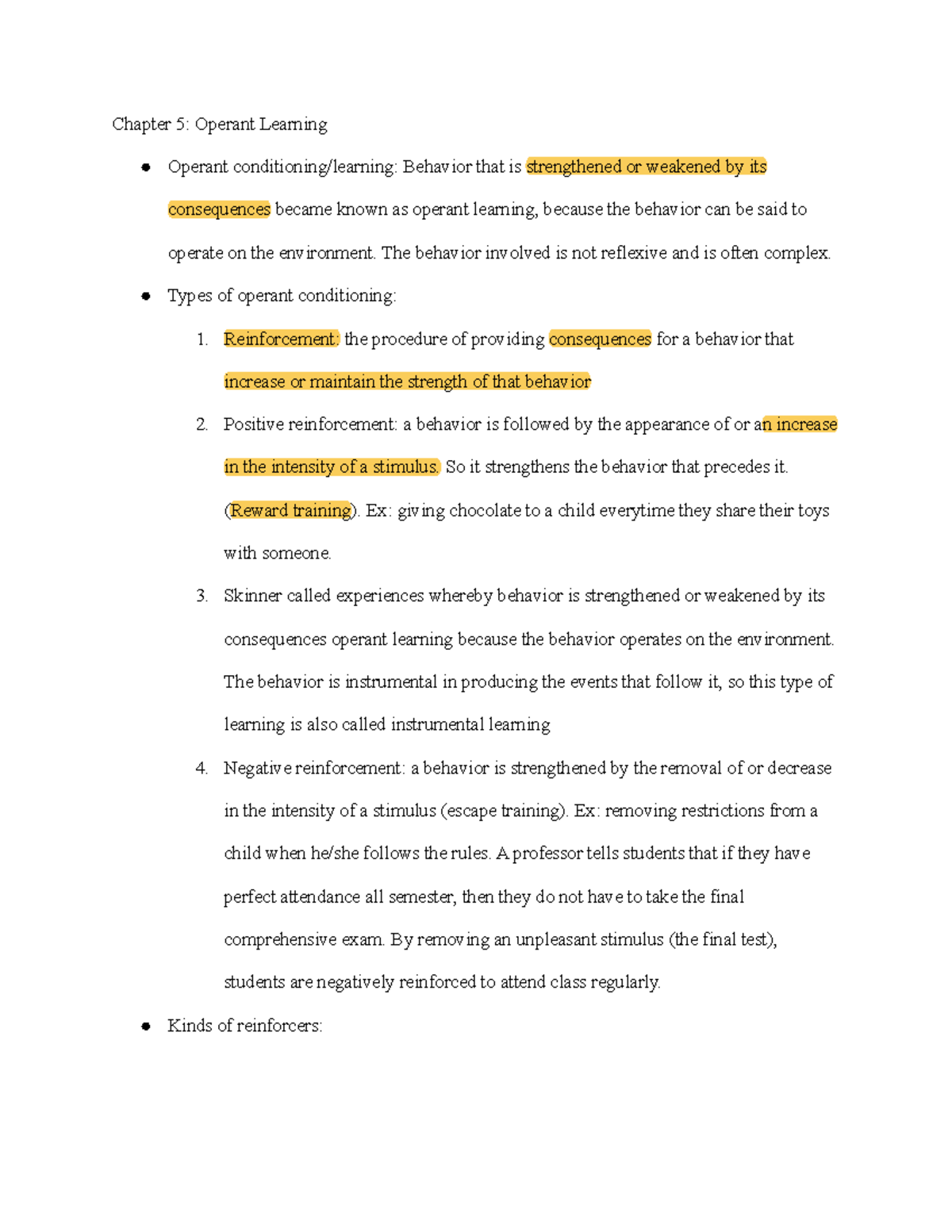 L&B Exam 2 Notes - exam study - Chapter 5: Operant Learning Operant ...