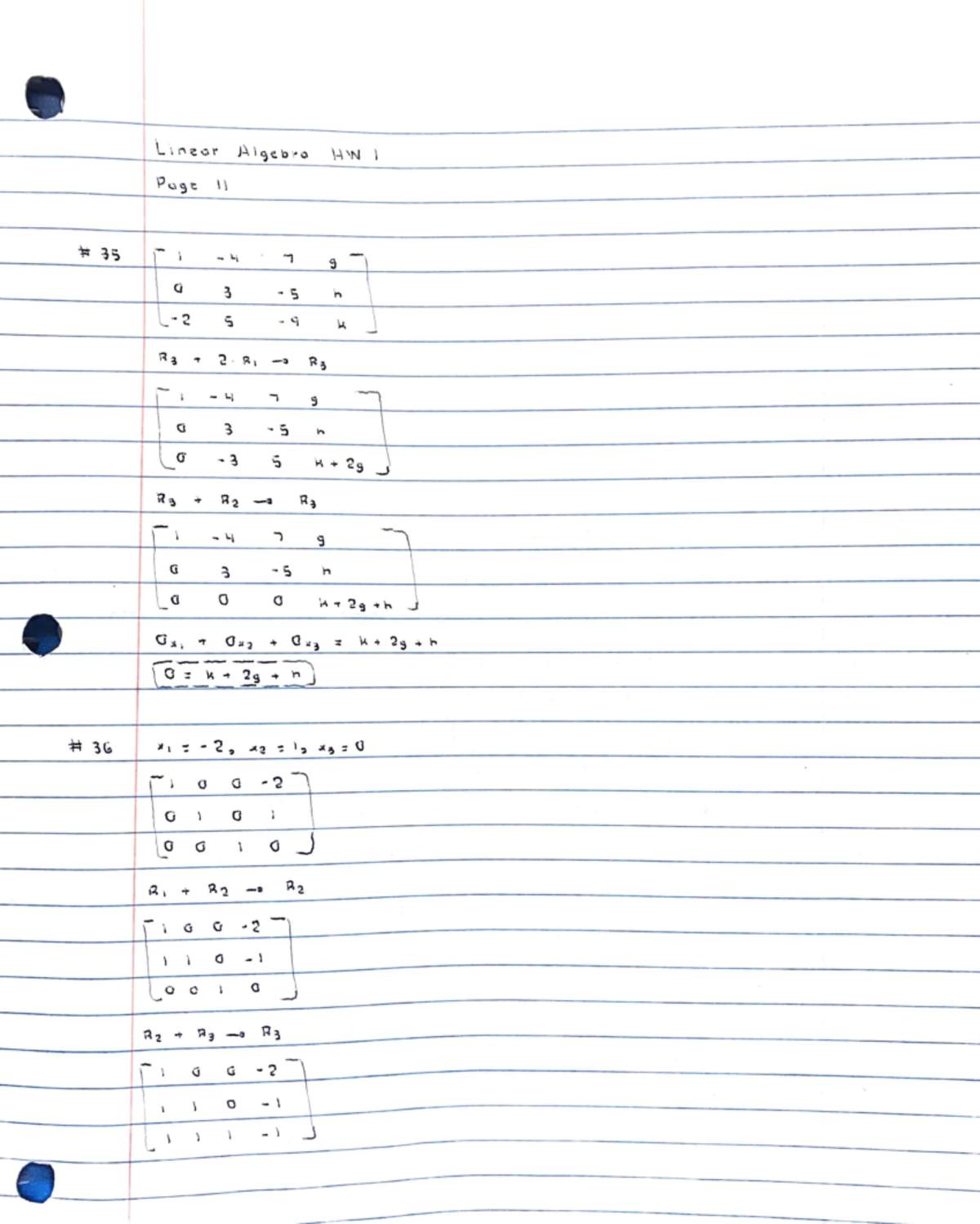 Linear Algebra HW1 - Handwritten Homework - • 1'I' ~':> \ - .i ...
