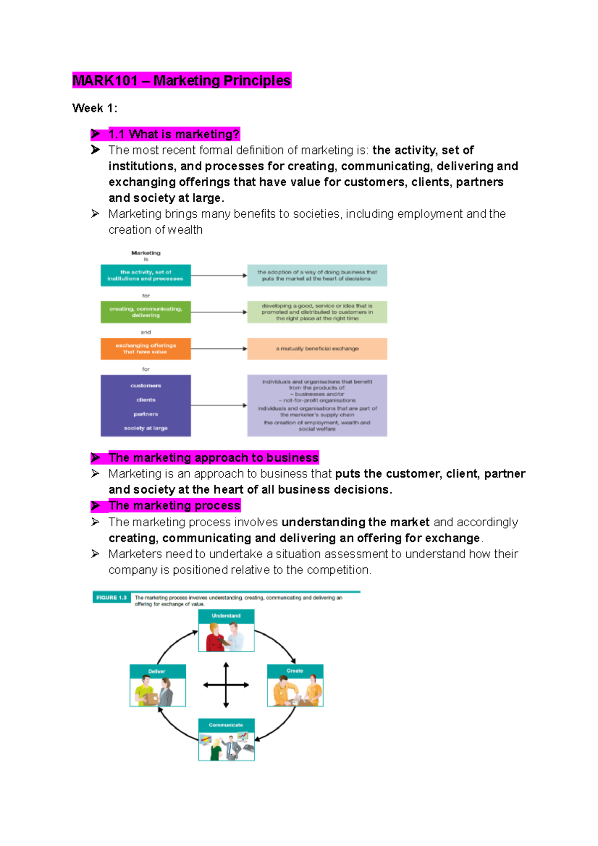MARK101 Notes - full lecture summaries - MARK101 – Marketing Principles ...
