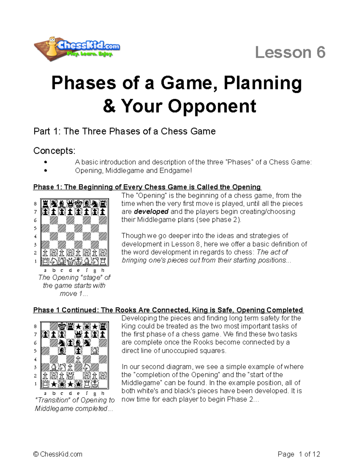 Lesson 6 - note - Phases of a Game, Planning & Your Opponent Part 1 ...