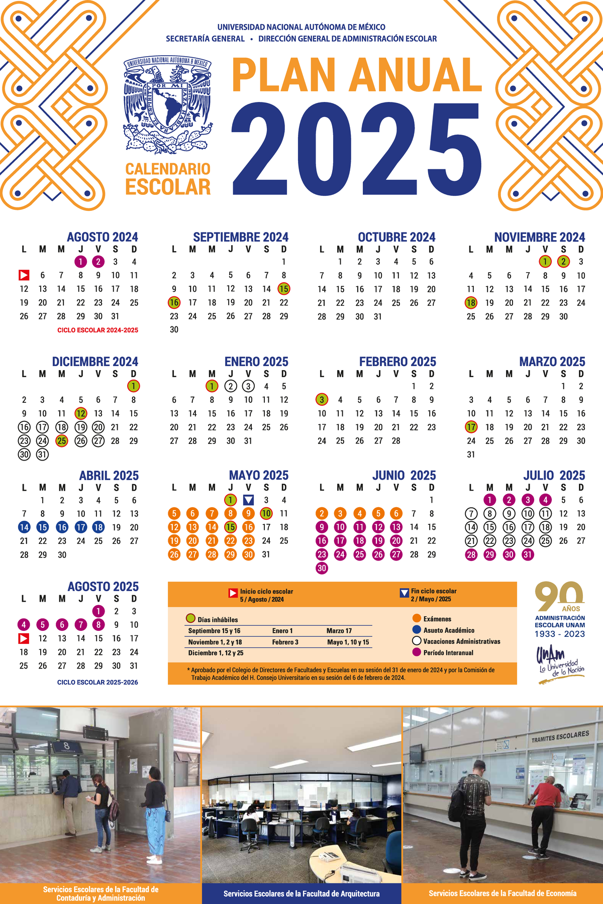 Calendario anual 2025 - UNIVERSIDAD NACIONAL AUTÓNOMA DE MÉXICO SECRETARÍA GENERAL DIRECCIÓN ...