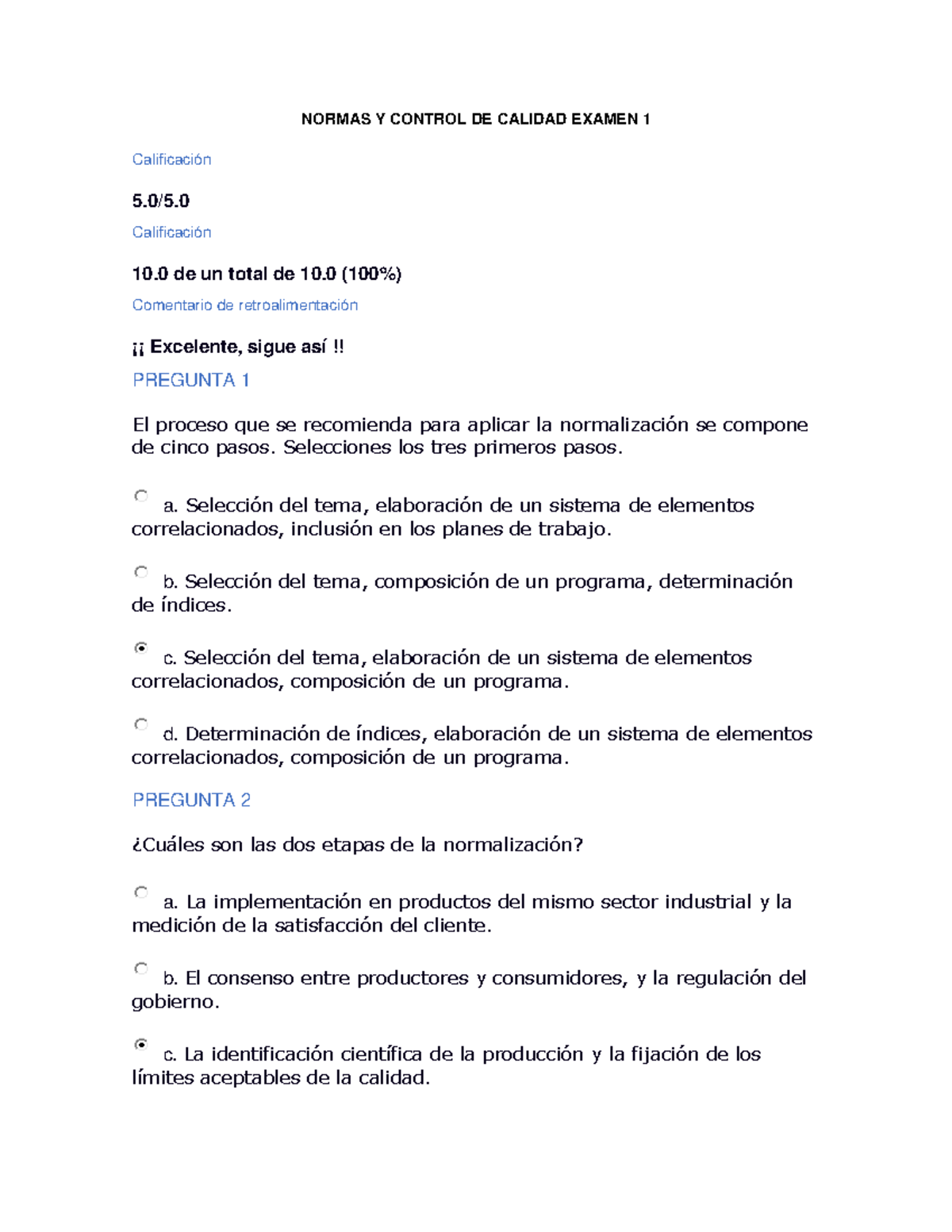 Normas Y Control DE Calidad Examen 1 - NORMAS Y CONTROL DE CALIDAD EXAMEN 1 Calificación 5/5 ...