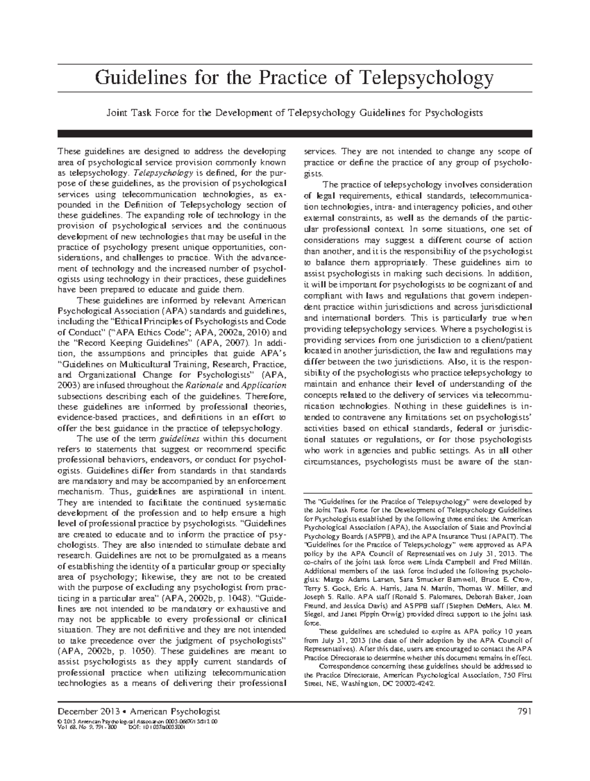 Telepsychology guidelines - covid 19 - Guidelines for the Practice of ...