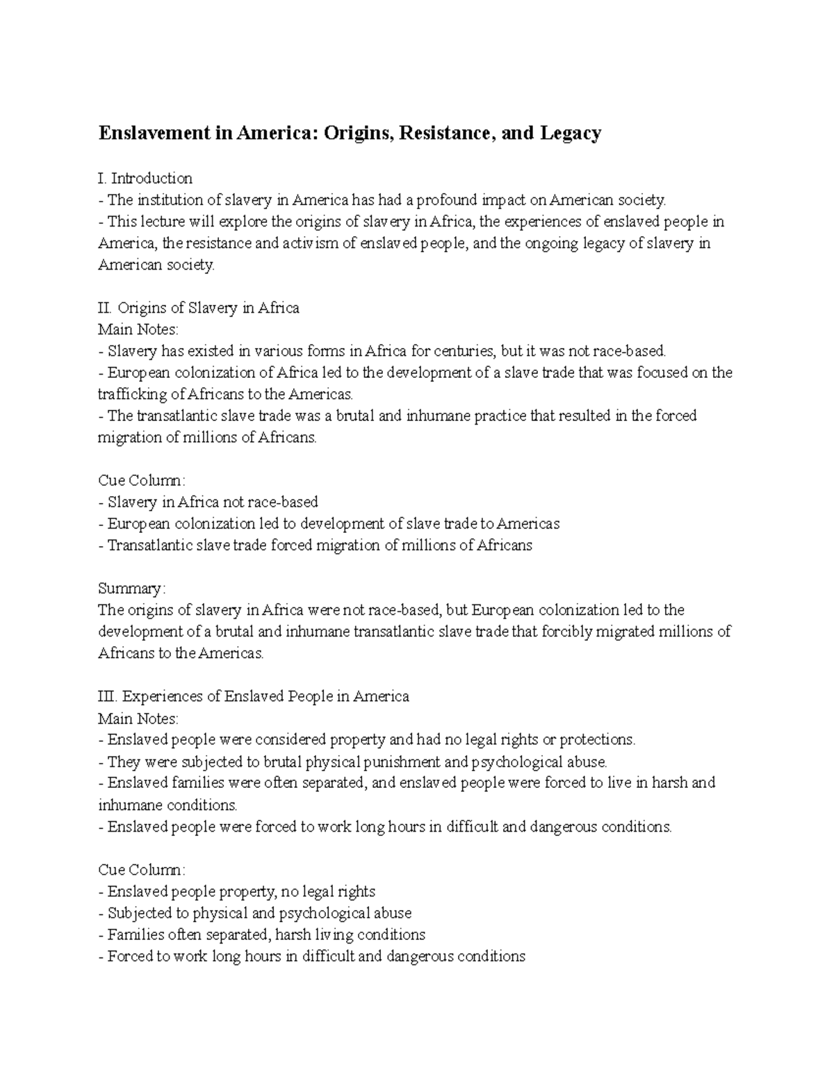 Enslavement in America Origins, Resistance, and Legacy - Introduction ...