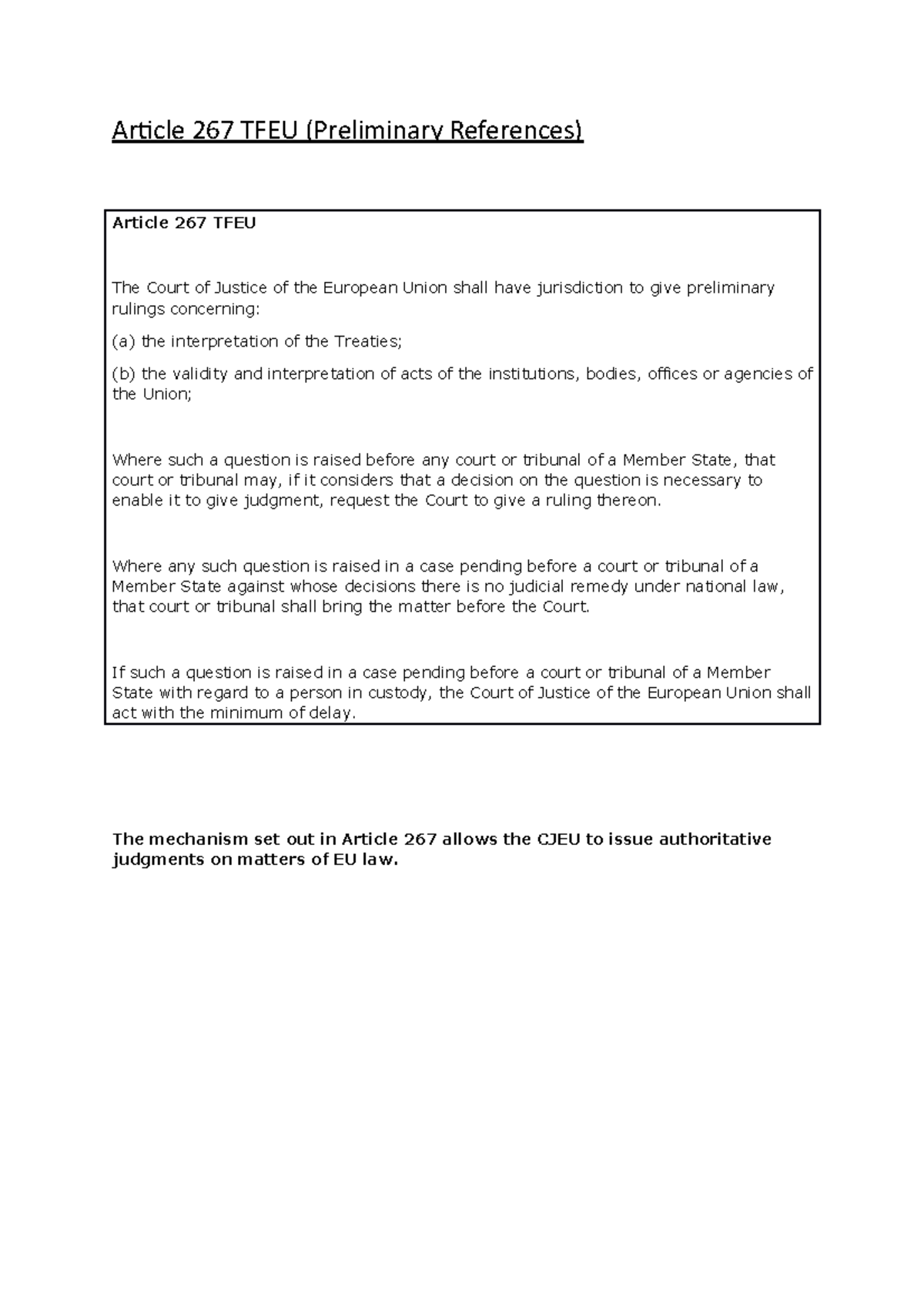 Article 267 TFEU (Preliminary References) - Article 267 TFEU (Preliminary References) Article ...