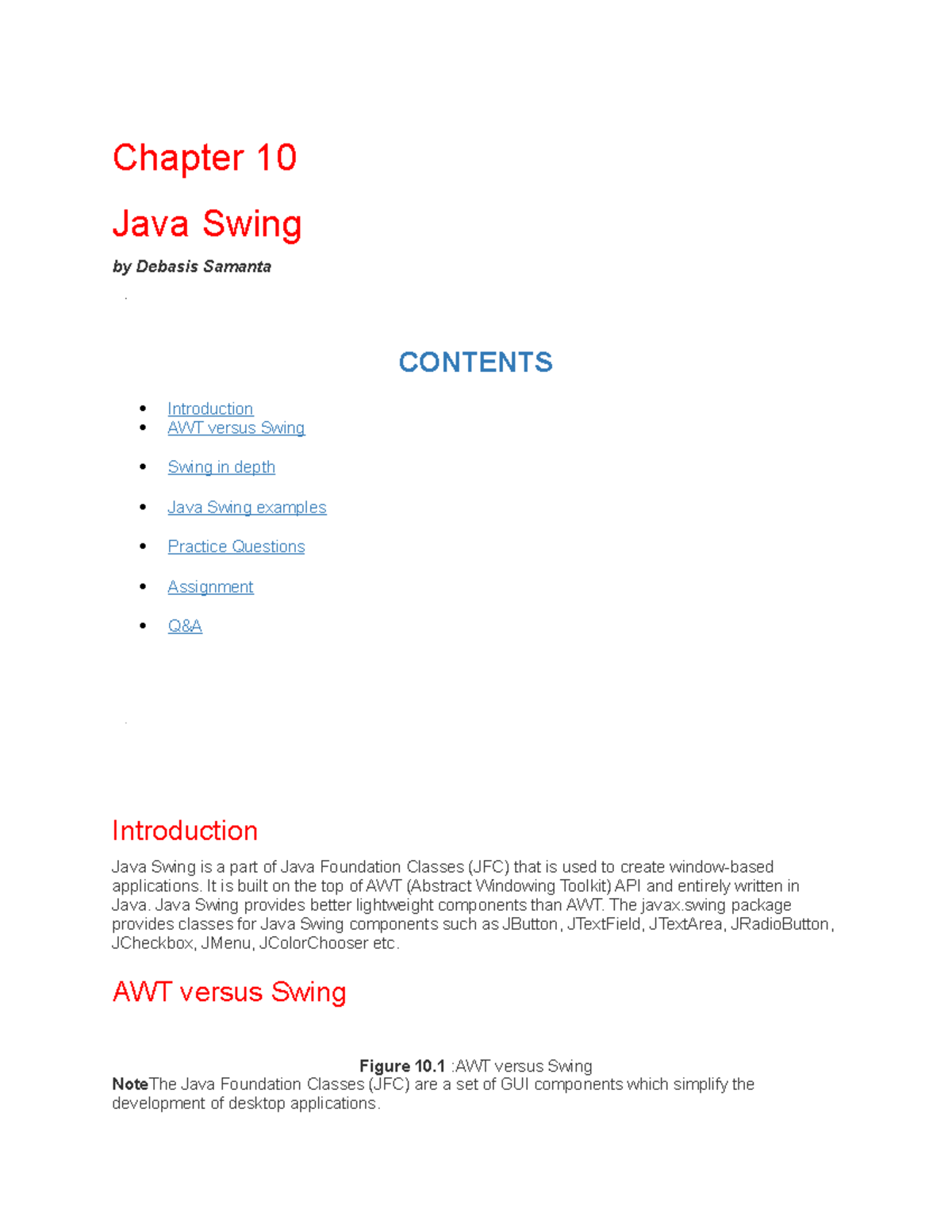 Chapter 10 - ESXMMSN,M - Chapter 10 Java Swing Debasis Samanta CONTENTS ...