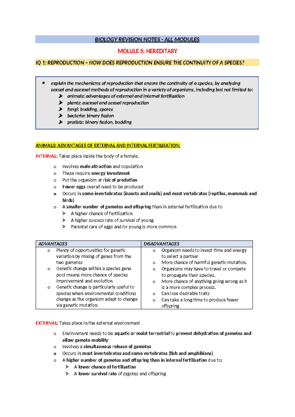 Year 12 mod 5 notes - BIOLOGY REVISION NOTES - ALL MODULES MOLULE 5 ...