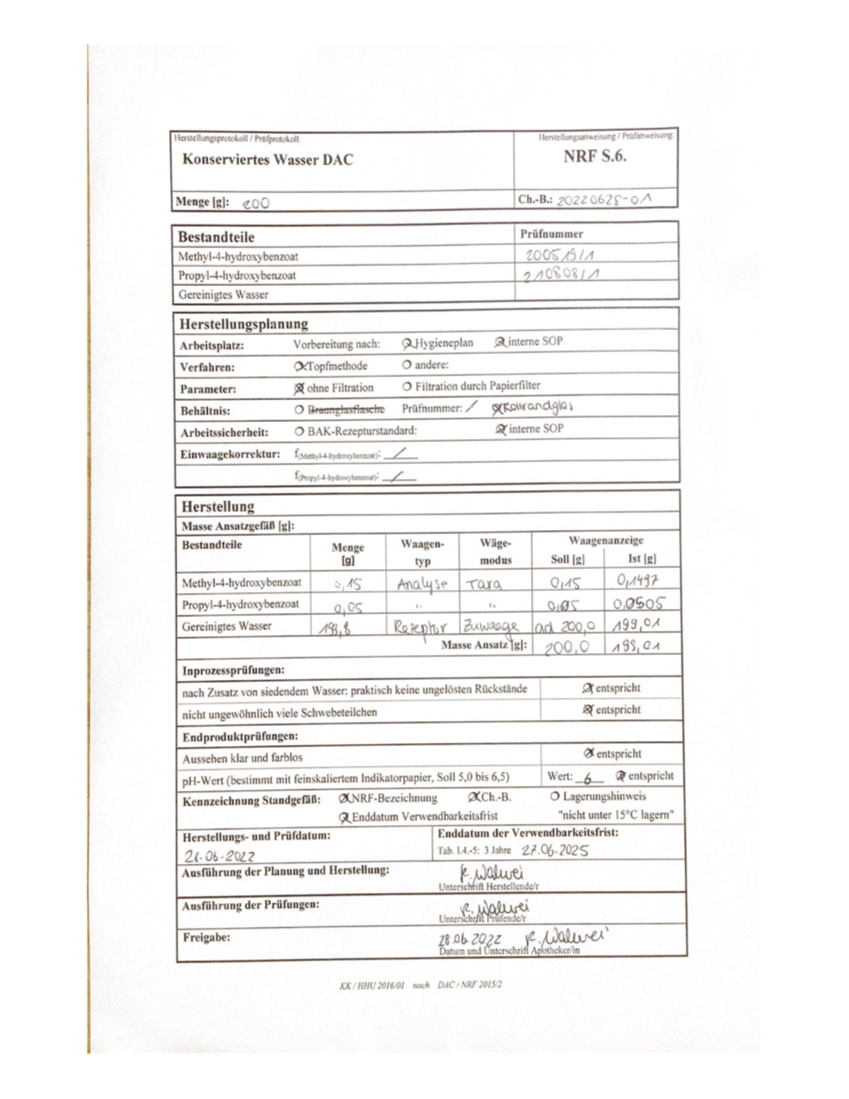 Lösungen Protokolle I - Konserviertes Wasser DAC Ch.-B: 20220628 ...