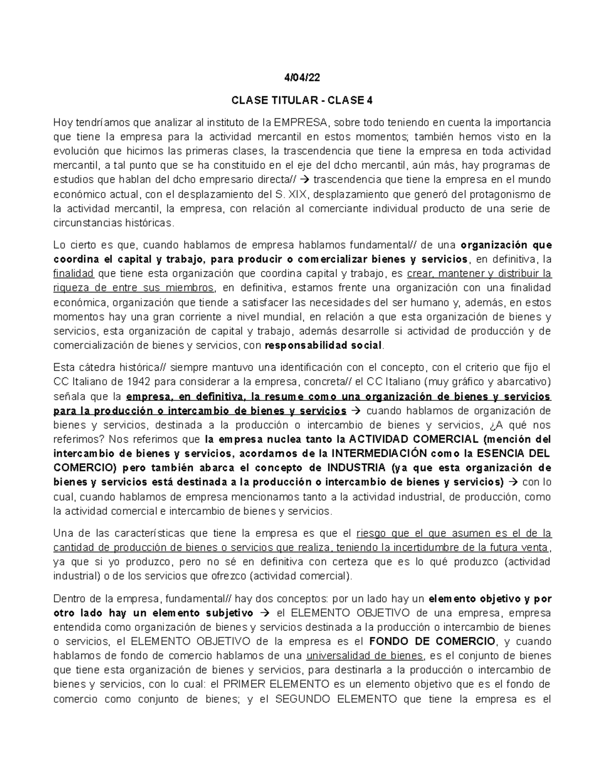 Clase Titular (MC Inerny) - Clase 4 - 4/04/ CLASE TITULAR - CLASE 4 Hoy tendríamos que analizar ...