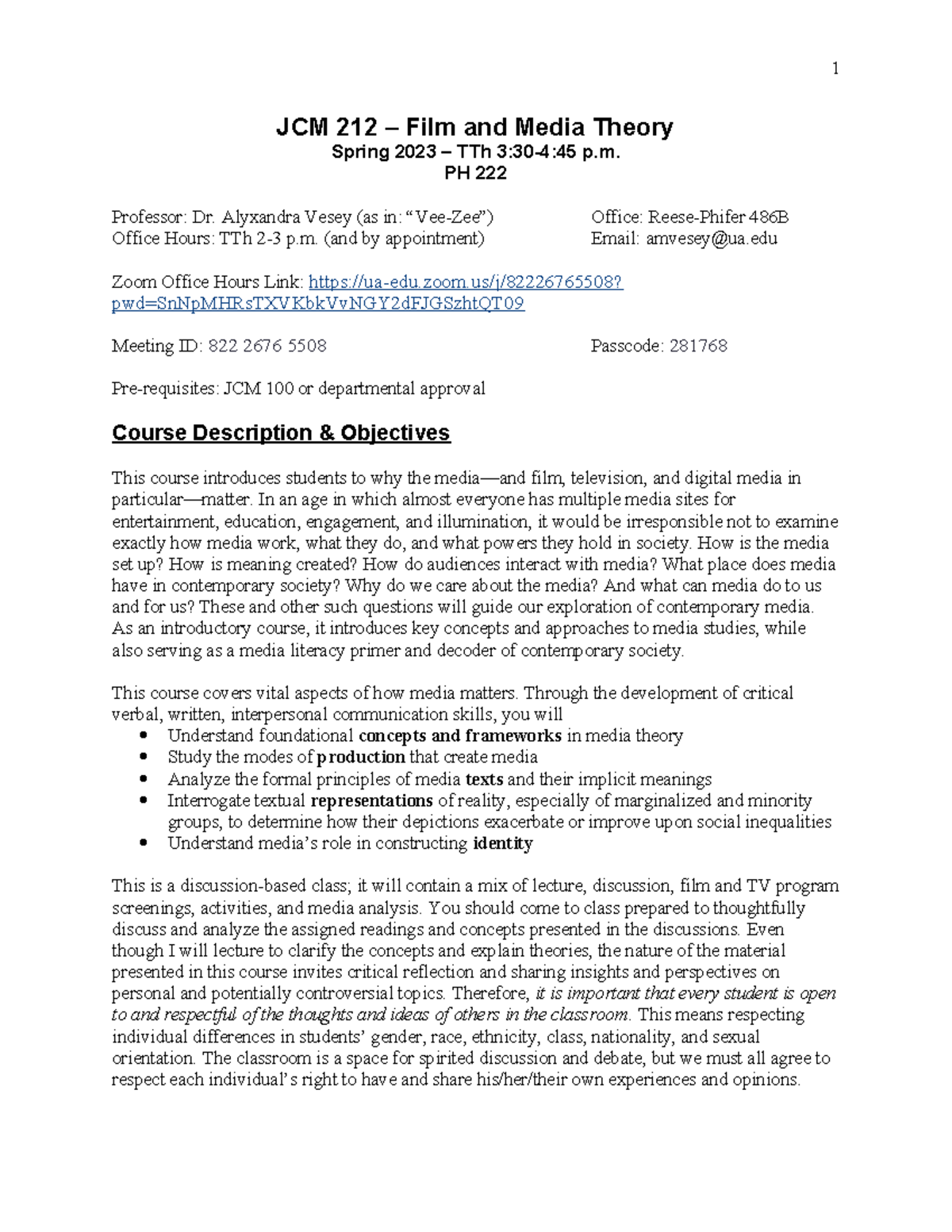 JCM 212 - Film and Media Theory Spring 2023 Syllabus - JCM 212 – Film ...