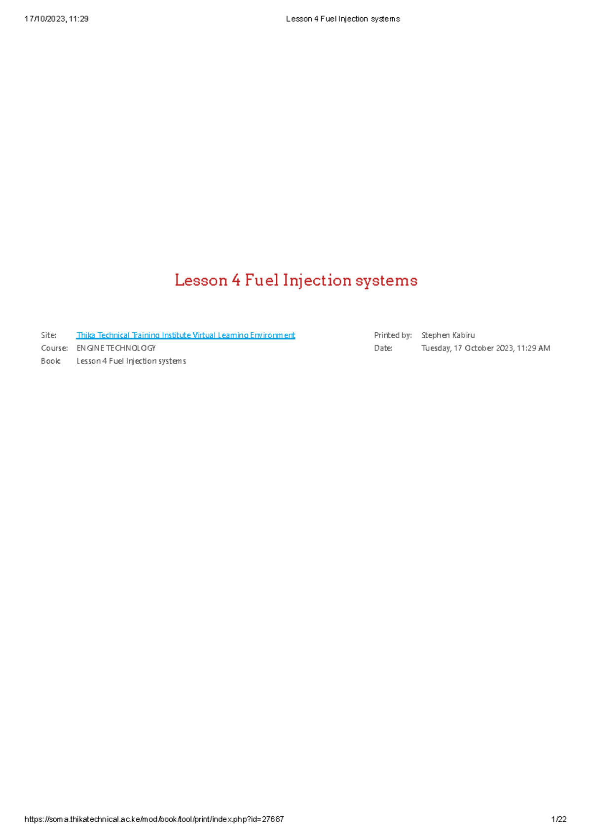 Lesson 4 Fuel Injection systems - Lesson 4 Fuel Injection systems Site ...