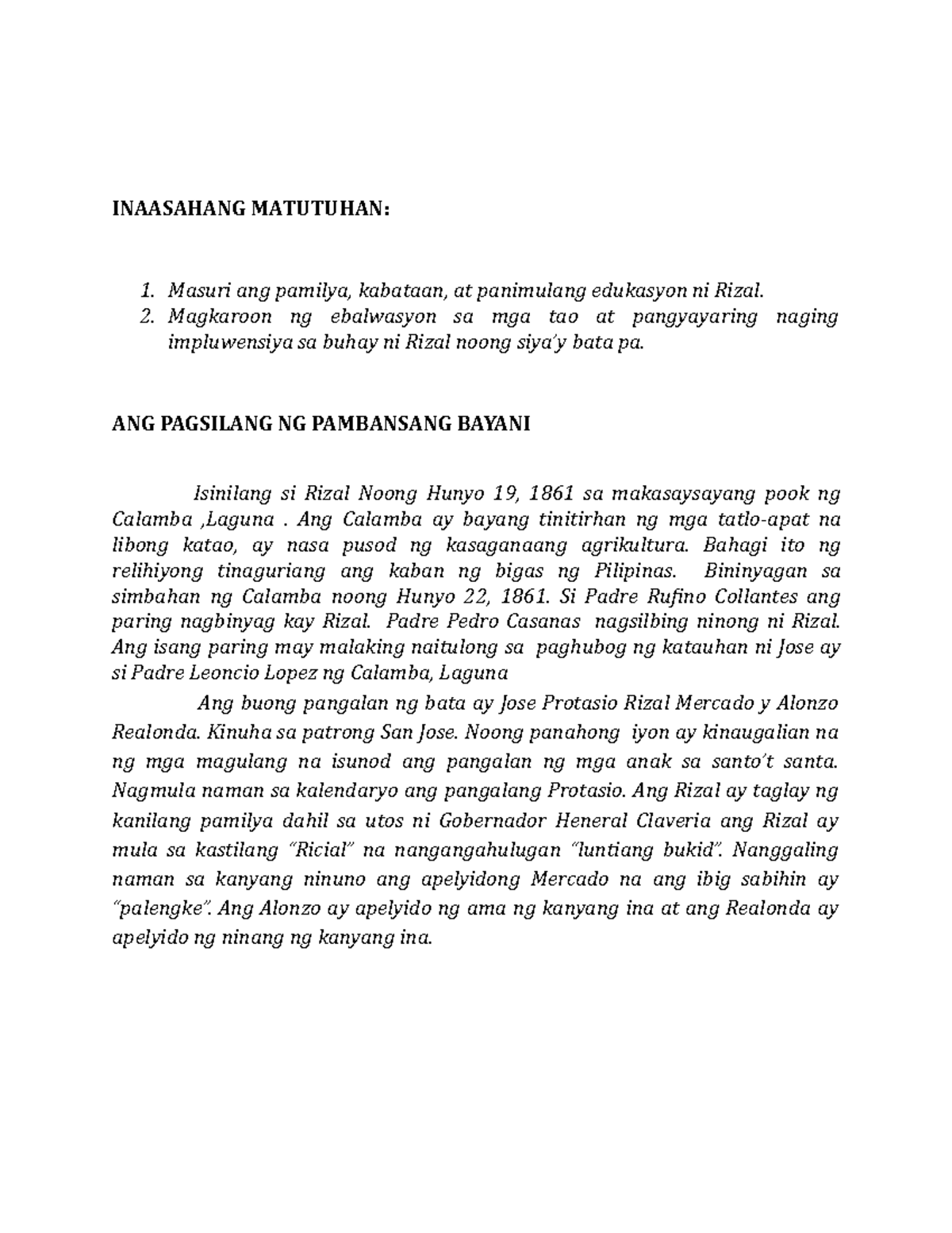 Life and Works of Dr. Jose Rizal (Philippine Hero) - INAASAHANG ...