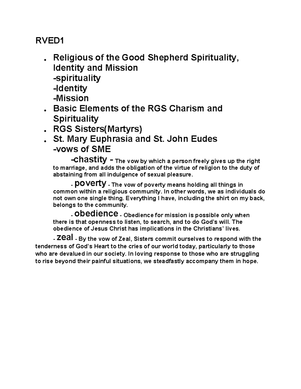 Pointers rved - None - RVED Religious of the Good Shepherd Spirituality ...