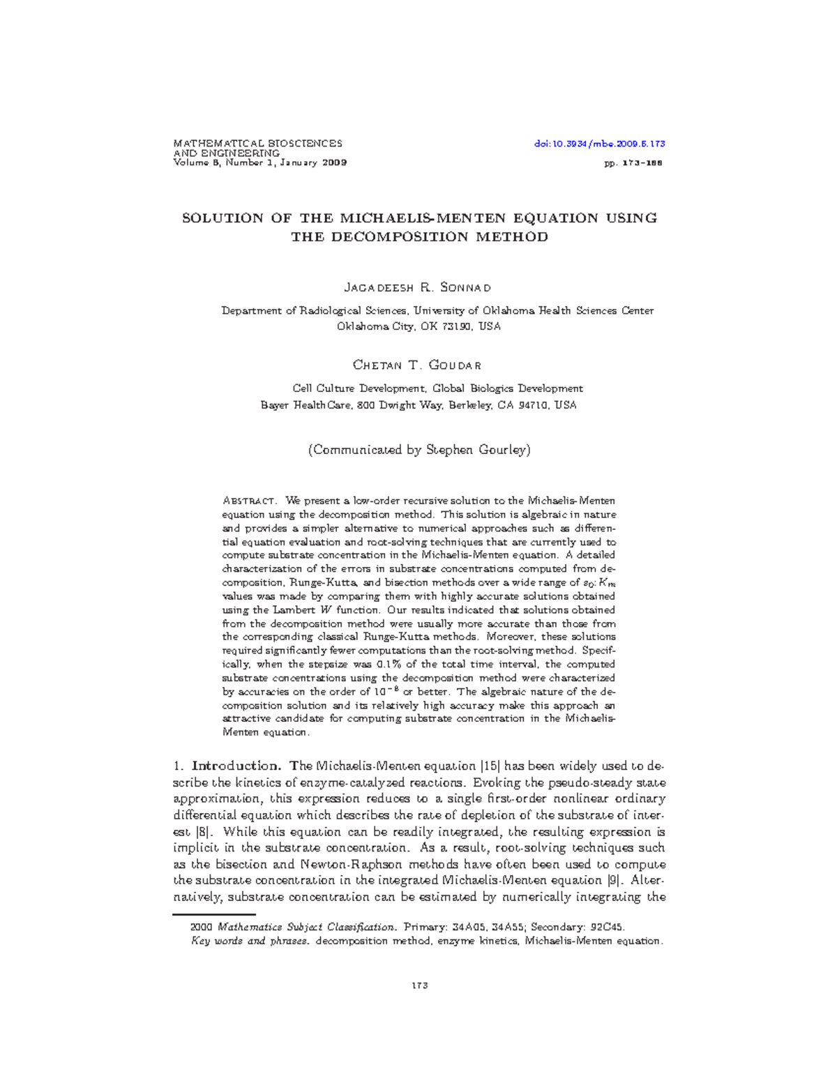 10.3934 mbe.2009 - tmaamama - MATHEMATICAL BIOSCIENCES doi:10.3934/mbe ...