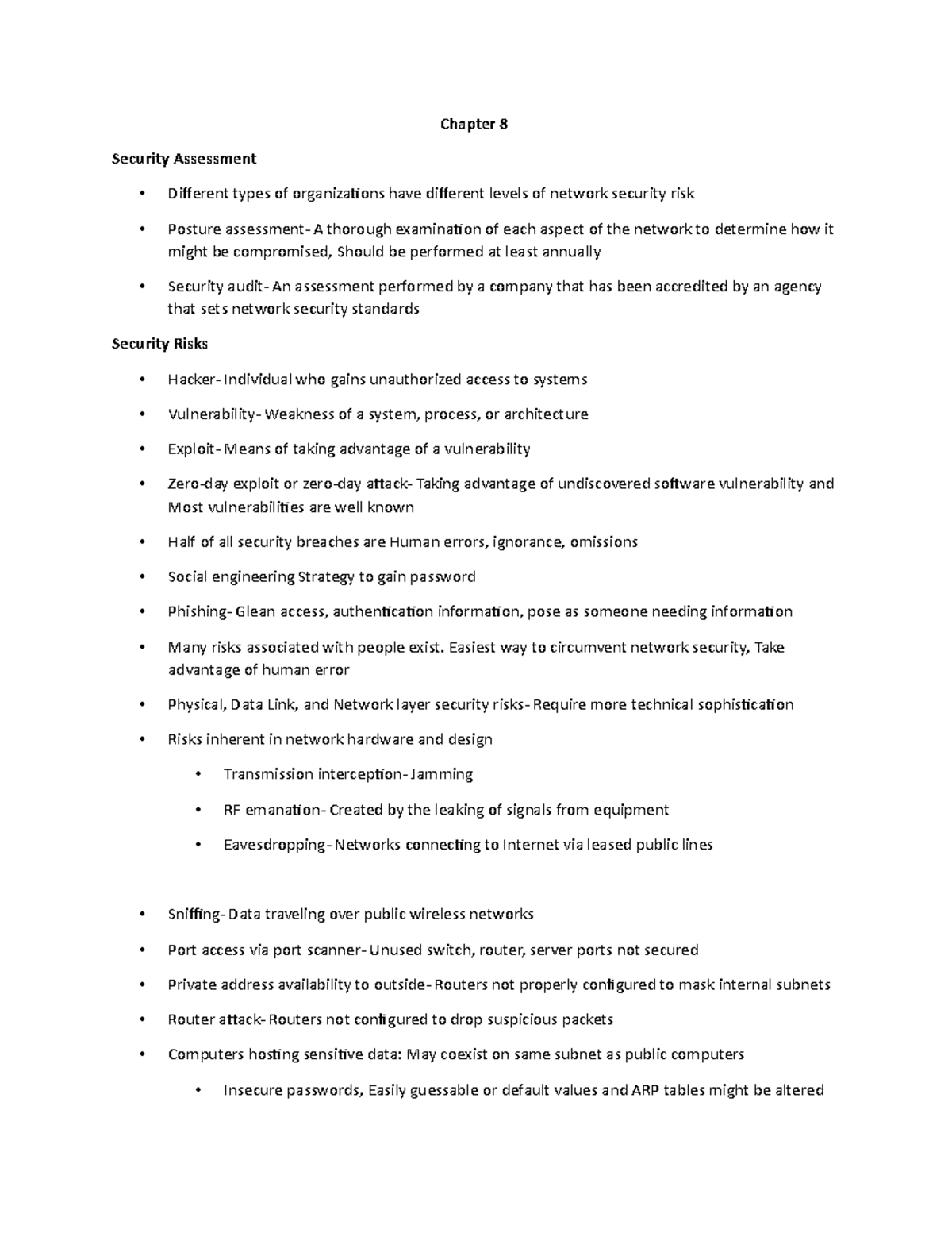 CST 2307 Chapter 8 Notes - Chapter 8 Security Assessment Different ...