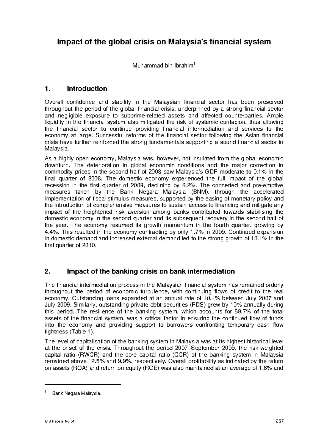 Impact of global crisis in malaysia financial system - Impact of the ...