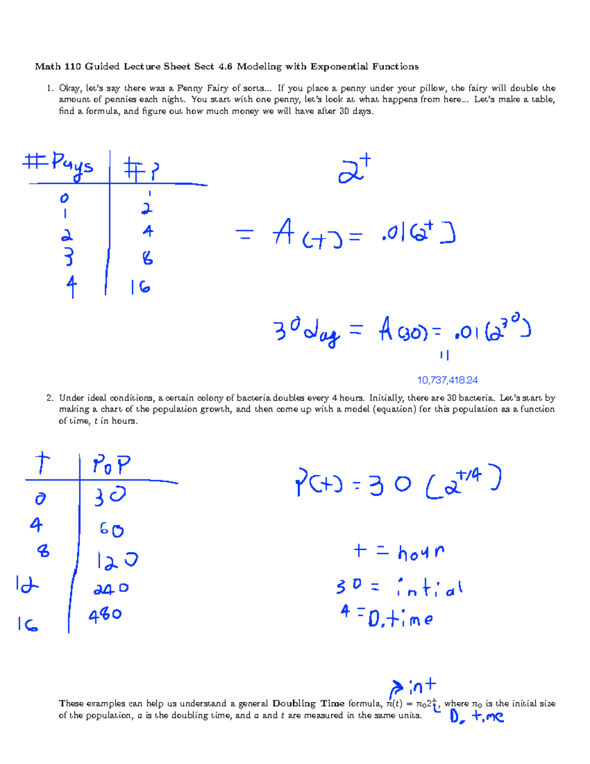 Math 110 (4.6 Guided) - pract - Math 110 Guided Lecture Sheet Sect 4 ...