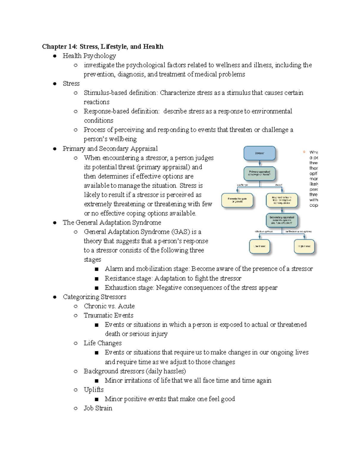 12 - lecture notes from PowerPoint - Chapter 14: Stress, Lifestyle, and ...