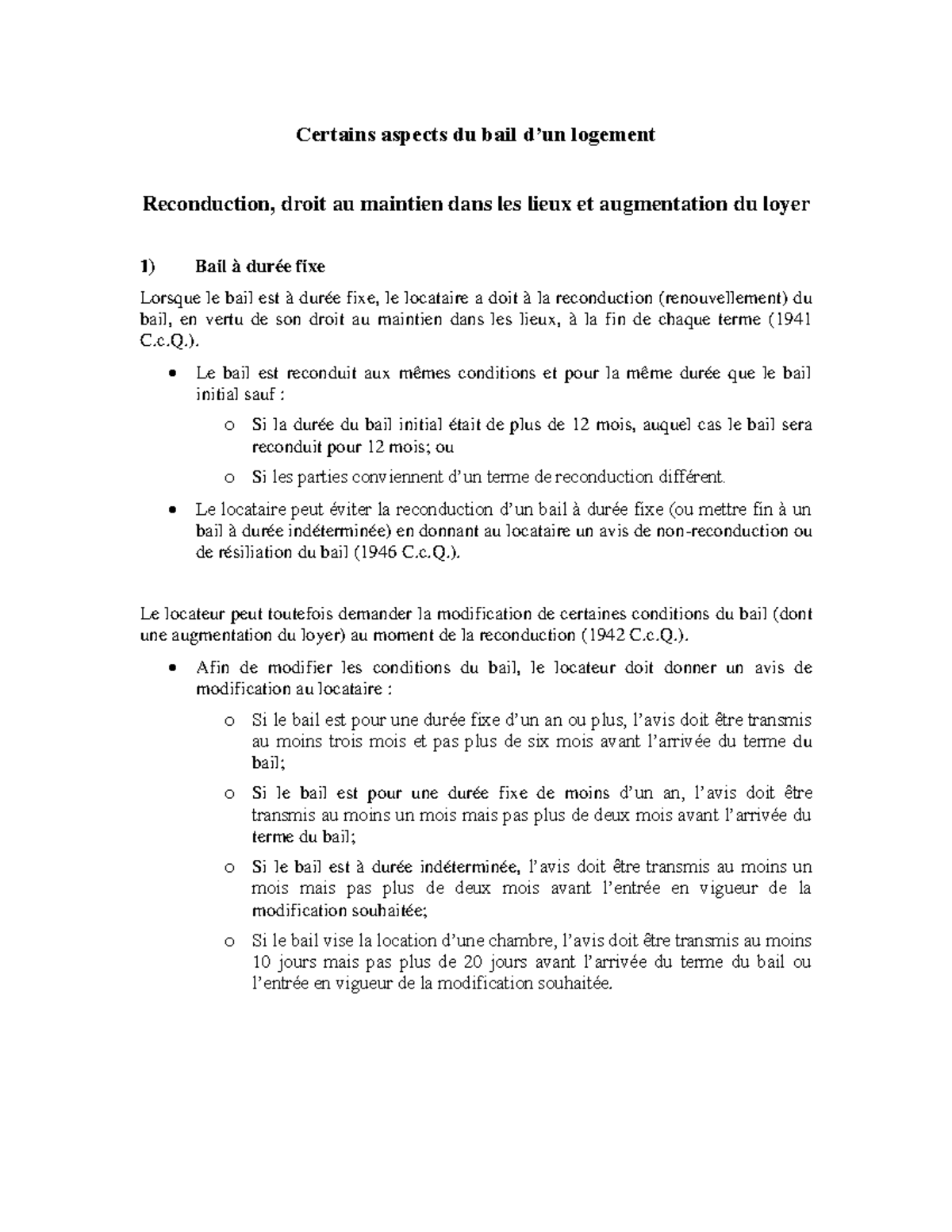 Fiche explicative - Certains aspects du bail dun logement - Certains aspects du bail d’un ...