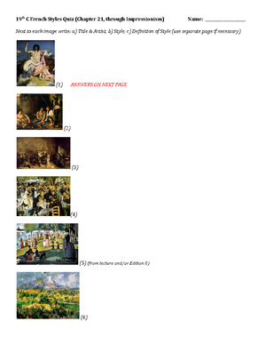 20th C European Art Movements answers Quiz - 20 th C European Styles ...