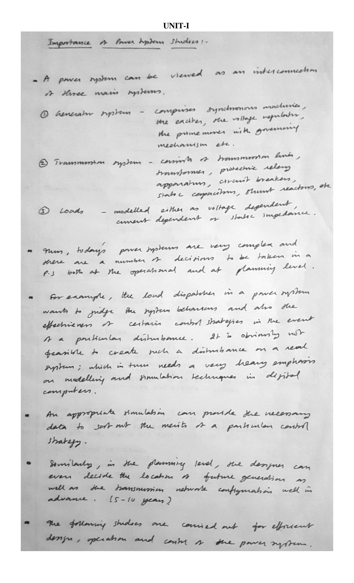 Power System Analysis - nil - UNIT-I Functions of power system analysis ...