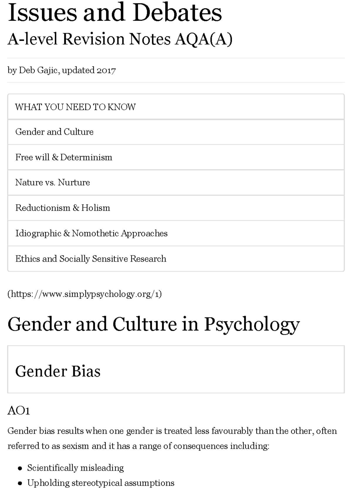 Issues and Debates notes - Issues and Debates A-level Revision Notes ...