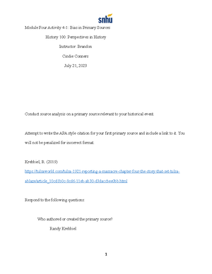 2-2 Activity 2 Primary and Secondary Sources - 2-2 His-100 Module Two ...